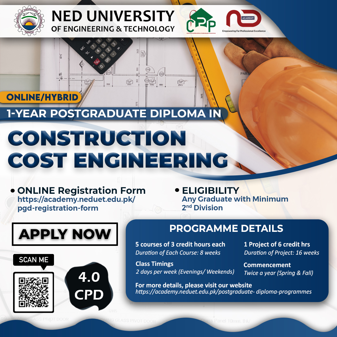 PGD In Construction Cost Engineering | NED Academy - CCEE | CMPP | PTMC